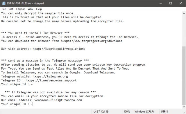 Remove Venomous Ransomware