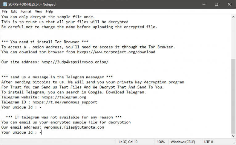 Remove Venomous Ransomware