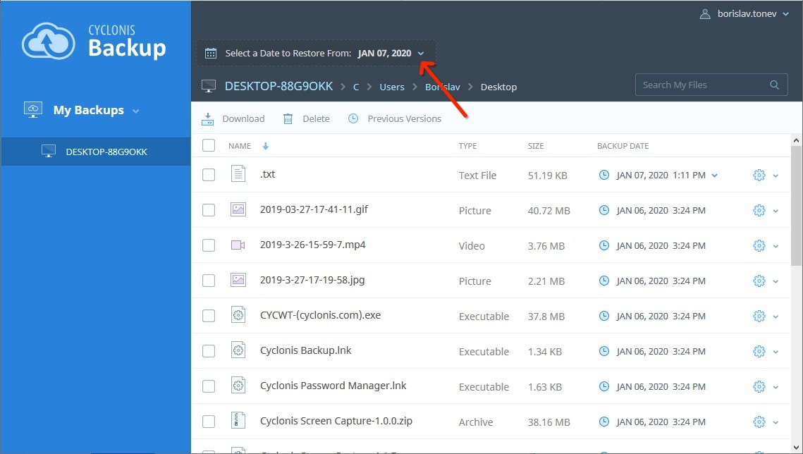 Cyclonis Backup 's Help File - Cyclonis