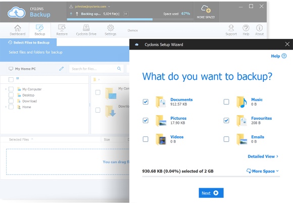 Vielen Dank, dass Sie Cyclonis Backup installiert haben - Cyclonis