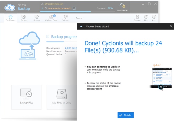 Vielen Dank, dass Sie Cyclonis Backup installiert haben - Cyclonis